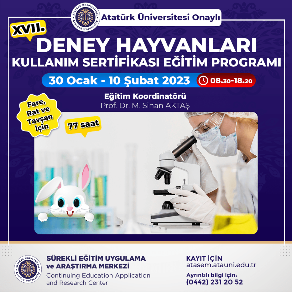 Deney Hayvanları Kullanım Sertifikası Eğitim Programı – XVII (Fare, Rat ...